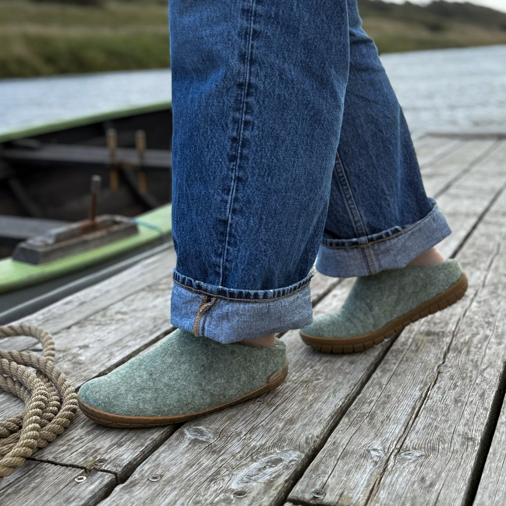 Slip On With Natural Rubber Sole Honey Moss Glerups Eu